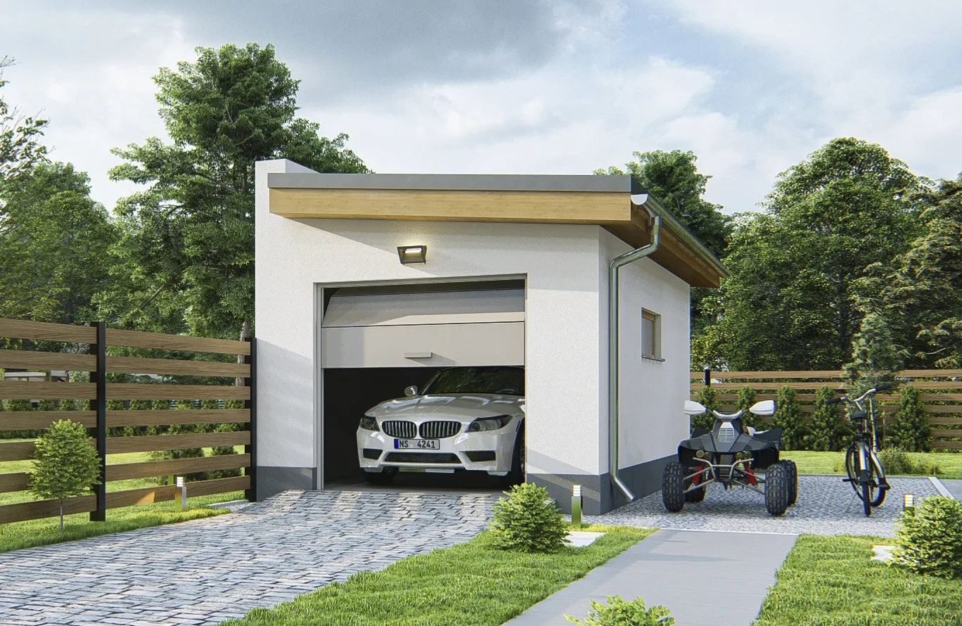 Garaż G1D, projekt budynku gospodarczego, do 30 m2, z pojedynczym ...